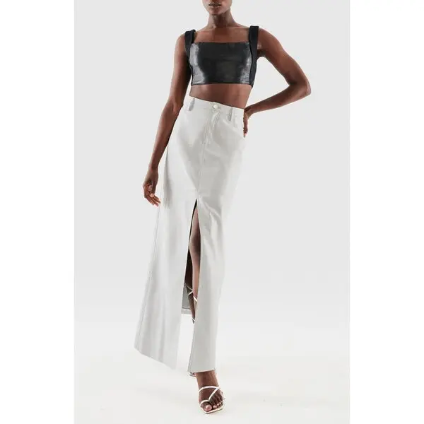 AS By DF Imogen Recycled Leather Maxi Skirt - White