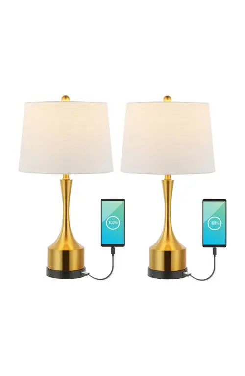 JONATHAN Y Cooper 26" Classic French Country Iron Led Table Lamp With Usb Charging Port - Brass Gold