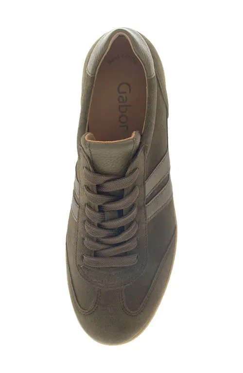 Gabor Brooke Leather Lace-up Sneakers - Oliv