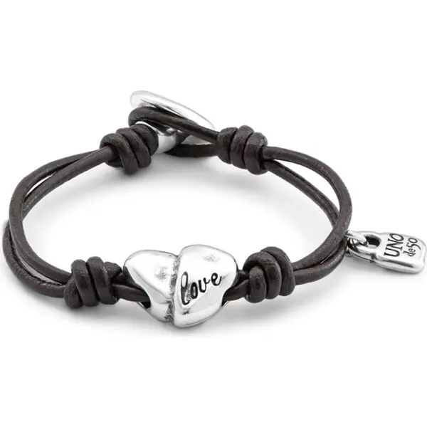 UNODE50 Leather Bracelet With Heart - Brown