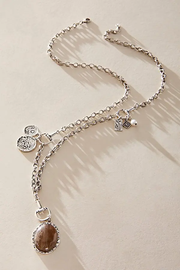Free People Coin Charm Necklace - Smoke/silver