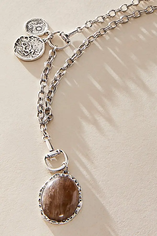 Free People Coin Charm Necklace - Smoke/silver