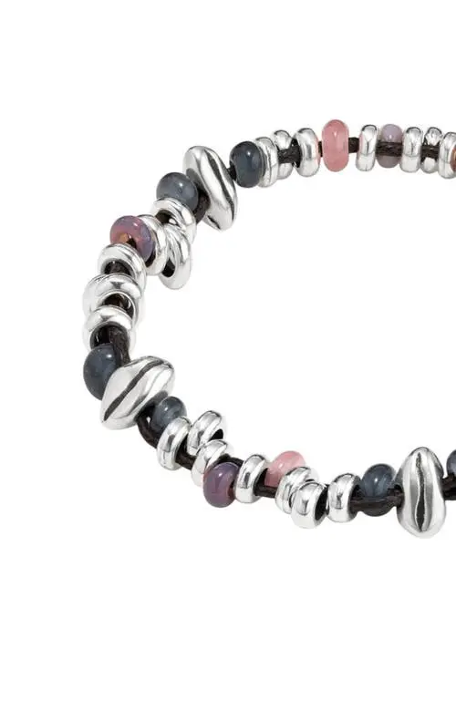 UNODE50 Braided Leather And Bead Bracelet