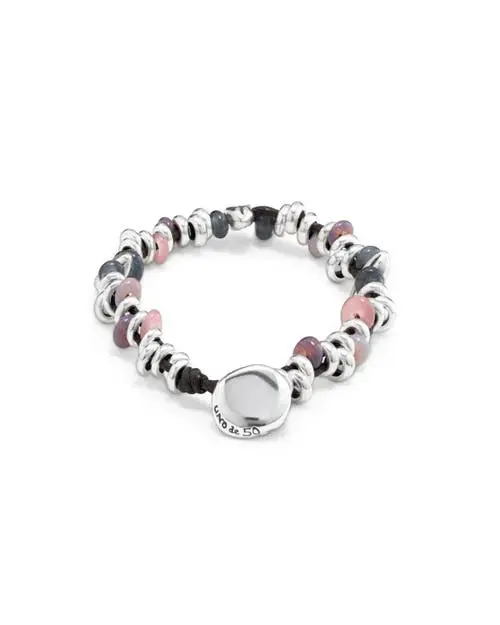 UNODE50 Braided Leather And Bead Bracelet