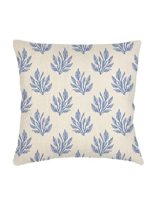 Anaya Sea Floral Linen Euro Pillow With Down Insert - Blue
