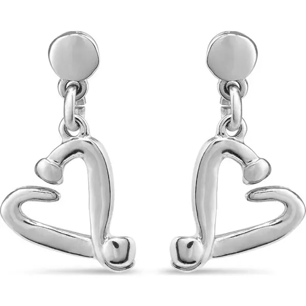 UNODE50 Hammered Heart Hoop Earrings - Silver