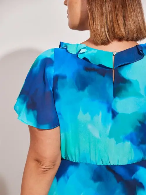 LIVE UNLIMITED Scoop Neck Ruffle Tiered Dress