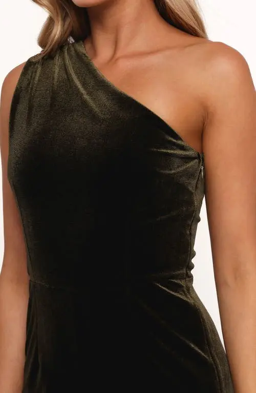 PETAL & PUP Xita Velvet One-shoulder Jumpsuit