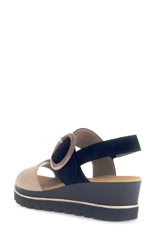 Gabor Strappy Slingback Wedge Sandal - Black