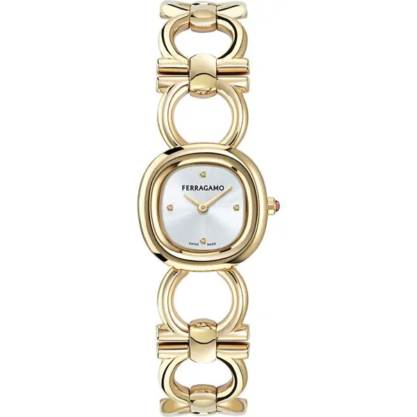 FERRAGAMO Double Gancini Bracelet Watch - Yellow Gold