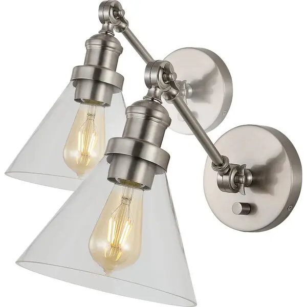 JONATHAN Y Cowie 8" Iron/glass Adjustable Led Wall Sconce - Nickel