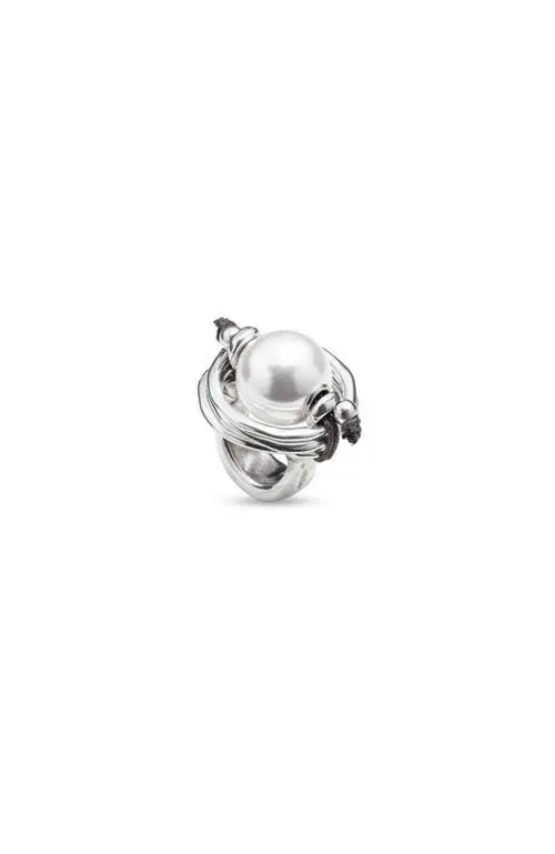 UNODE50 Pearl And Leather Ring - Silver