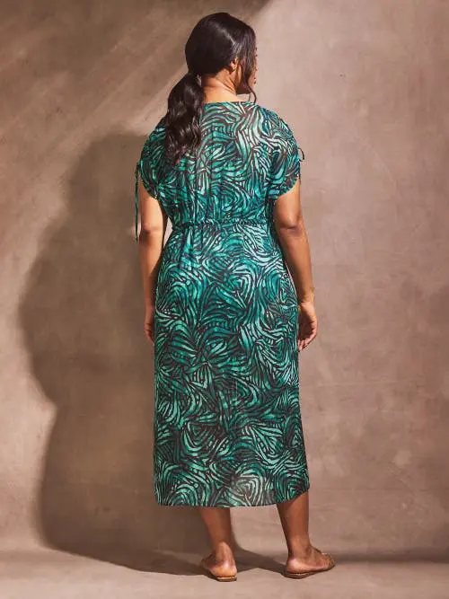 LIVE UNLIMITED Drawstring Shoulder Dress - Green