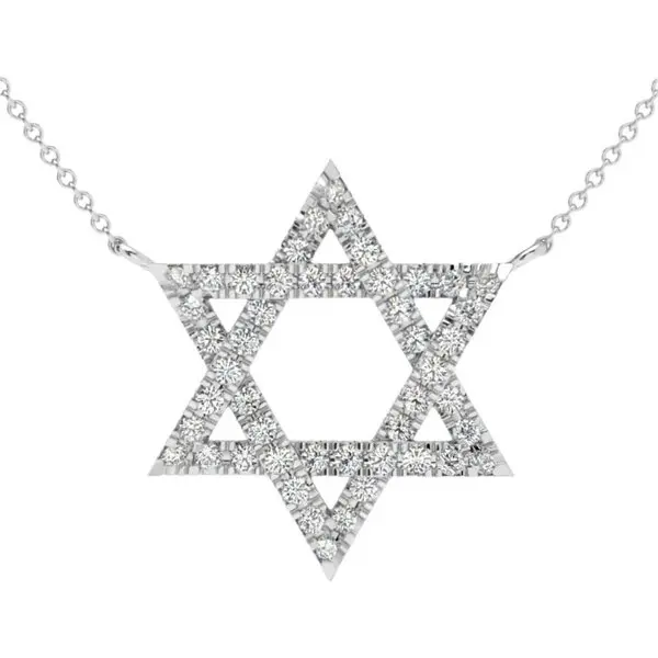 BLISS DIAMOND 1ct Tw Lab Grown Diamond Jewish Star Pendant Necklace - 14k White Gold