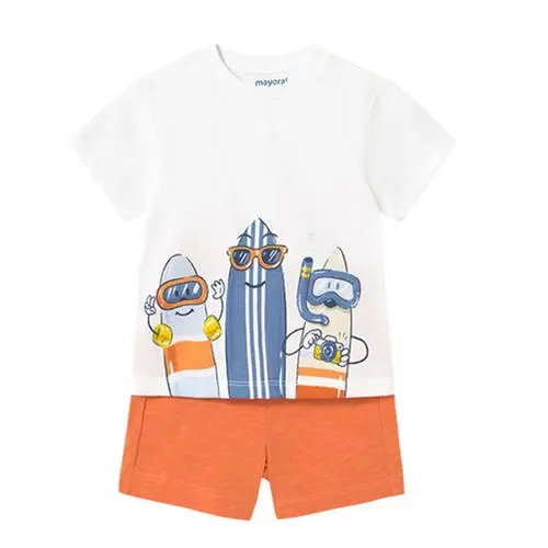 MAYORAL Shorts And Surf T-shirt Set - Coral