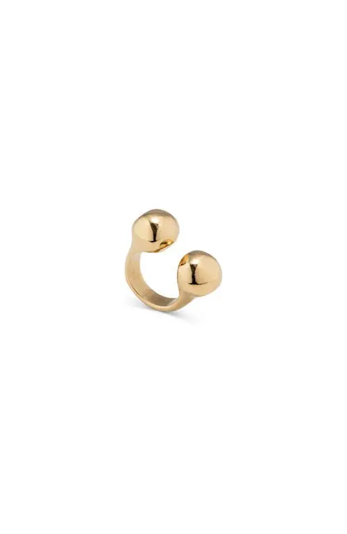 UNODE50 Open Ring With Two Beads - Gold