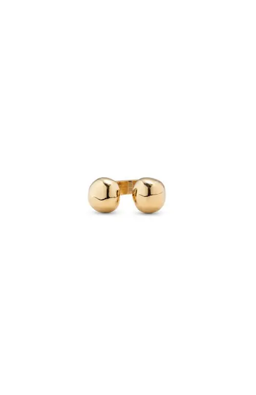 UNODE50 Open Ring With Two Beads - Gold