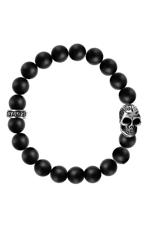KING BABY STUDIO Day Of The Dead Skull Bead Bracelet - Silver/black