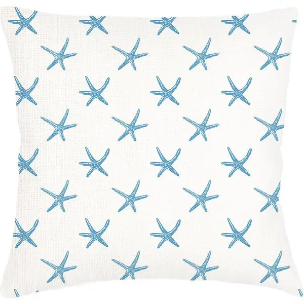 Anaya Starfish Linen Euro Pillow With Down Insert - Blue