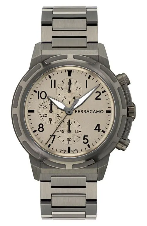 FERRAGAMO Sport Chronograph Bracelet Watch - Ip Gunmetal