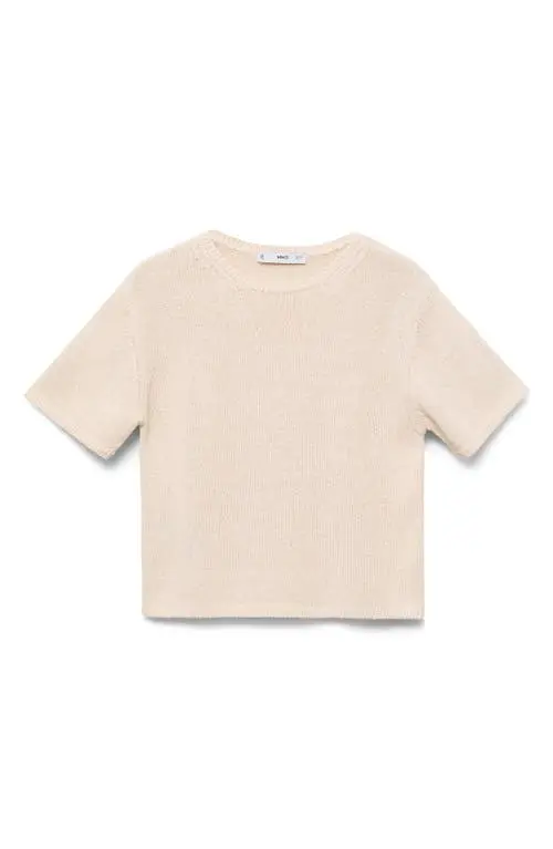 Mango Madeano Short Sleeve Sweater - Light/ Pastel Grey