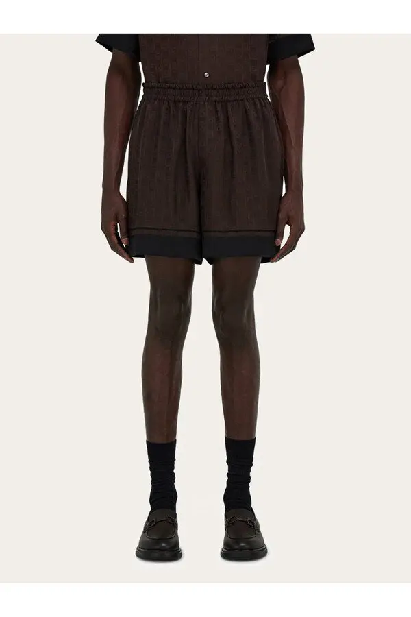 FERRAGAMO Monogram Bermuda Shorts - Natural