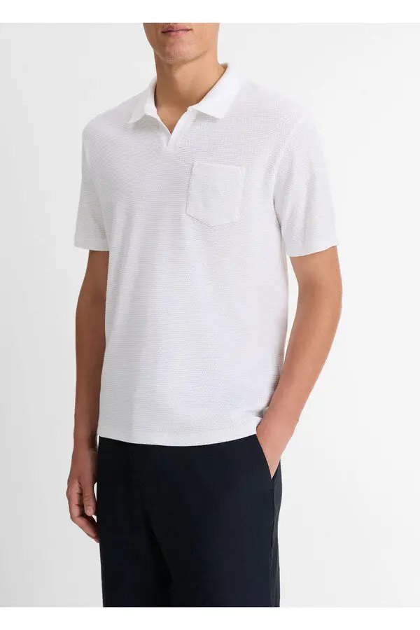 Vince Cotton-blend Johnny-collar Polo Shirt - White
