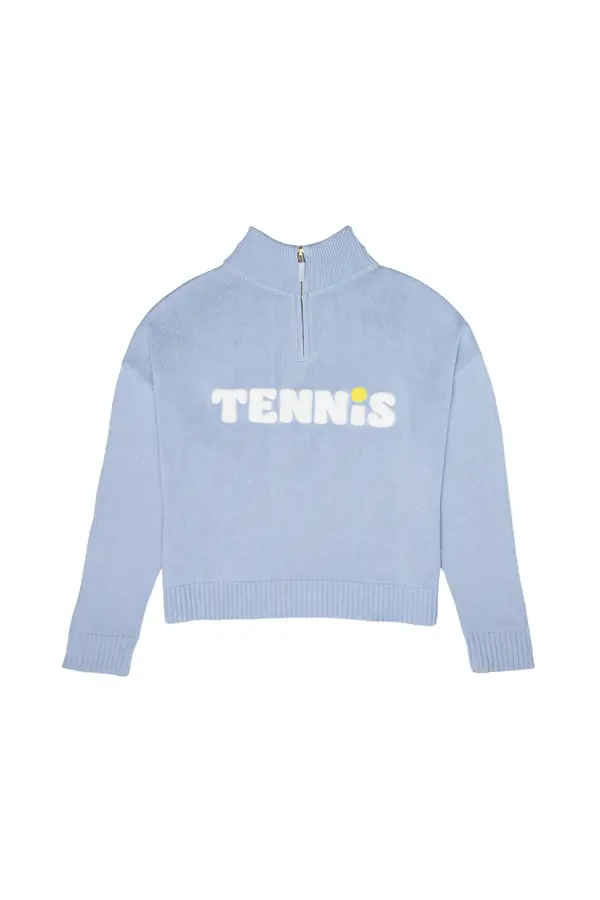 ELLSWORTH + IVEY Madison Quarter Zip Tennis Sweater - Natural