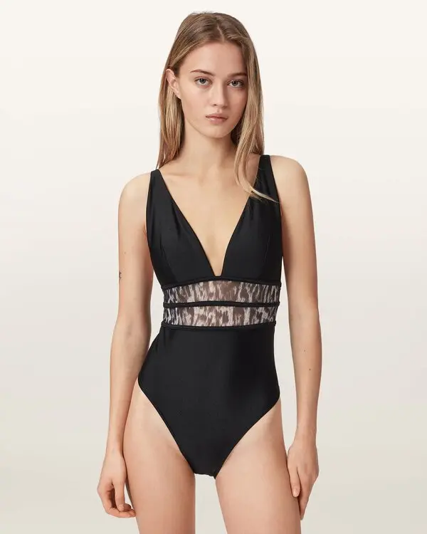 ALLSAINTS Xalia Sheer Mesh One Piece - Leopard