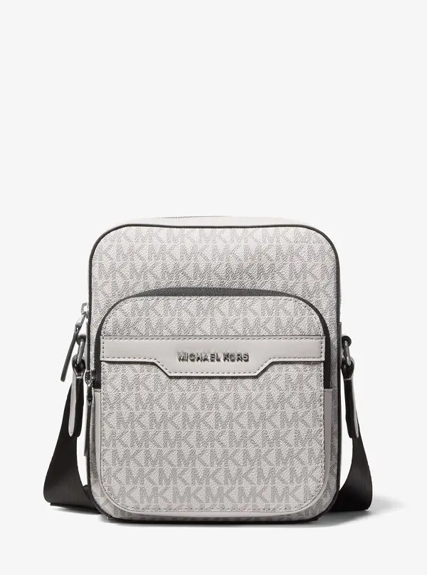 Michael Kors Hudson Mini Signature Logo Flight Bag - Silver