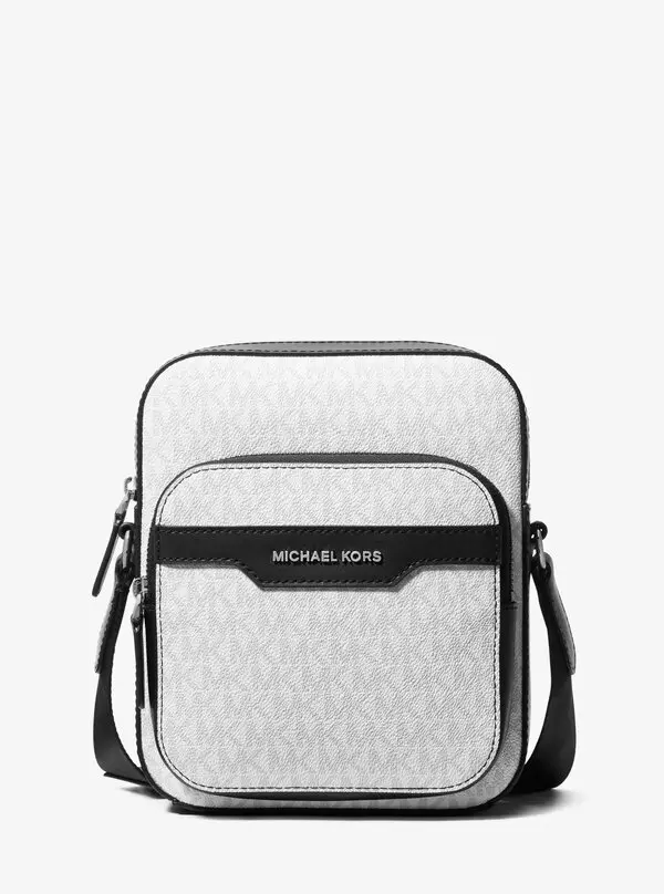 Michael Kors Hudson Mini Signature Logo Flight Bag - White
