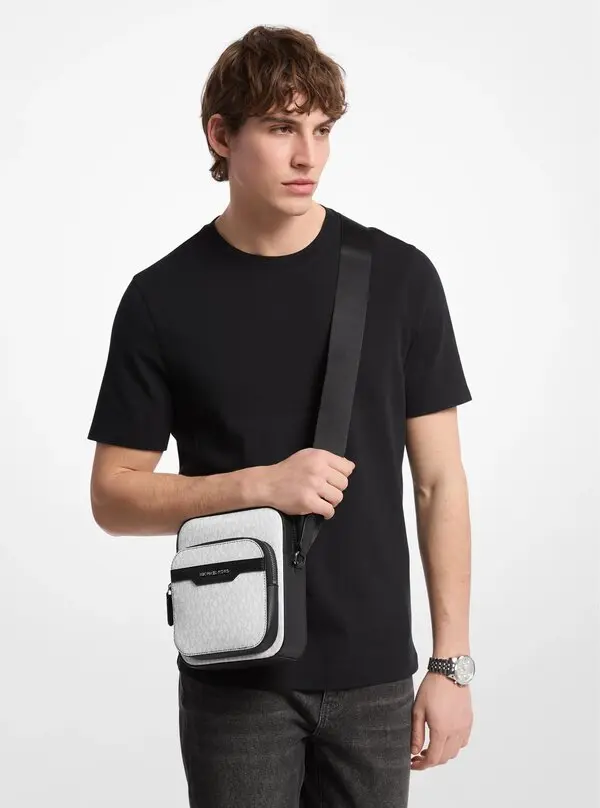 Michael Kors Hudson Mini Signature Logo Flight Bag - White