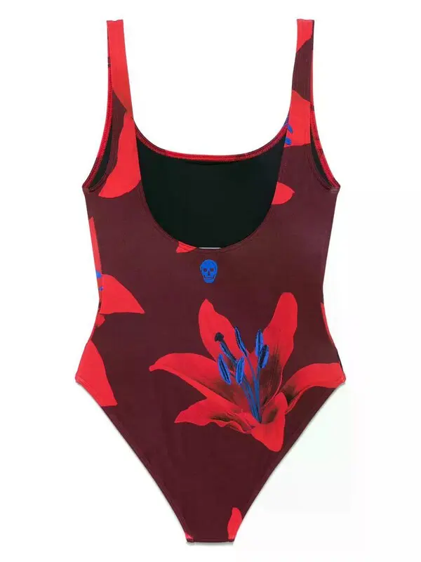 Alexander McQueen Fire Lily Printed Swimsuit