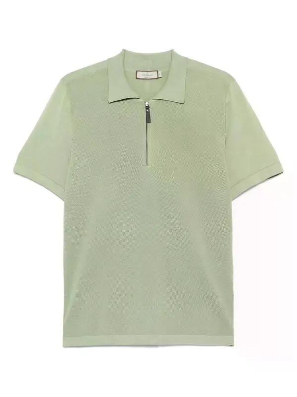 Canali Cotton Zip-up Polo Shirt