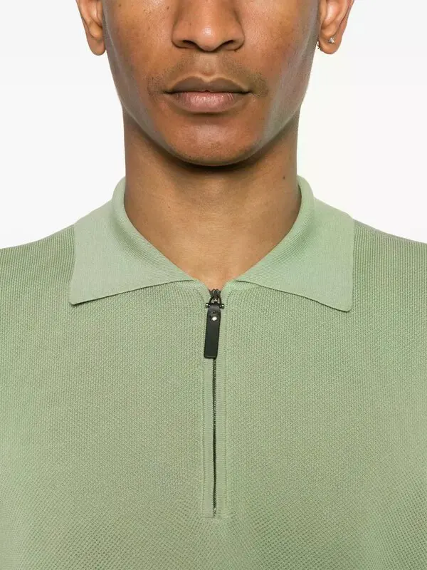 Canali Cotton Zip-up Polo Shirt
