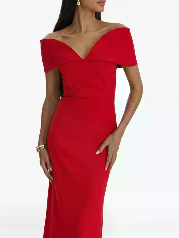 MOOS STUDIO V-neck Maxi Dress - Red