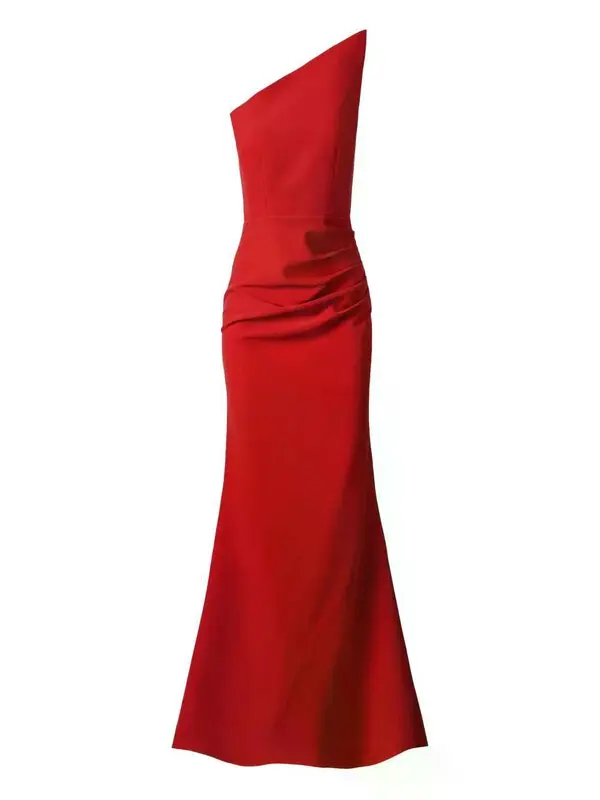 MOOS STUDIO Asymmetric-neck Maxi Dress - Red