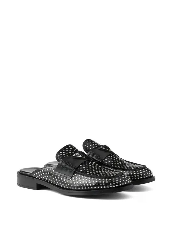 Prada Stud-embellished Leather Mules