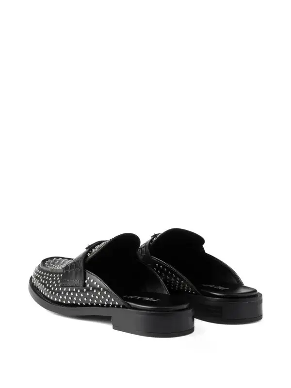 Prada Stud-embellished Leather Mules
