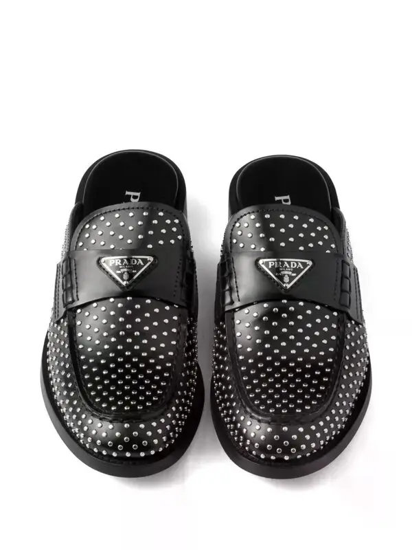 Prada Stud-embellished Leather Mules