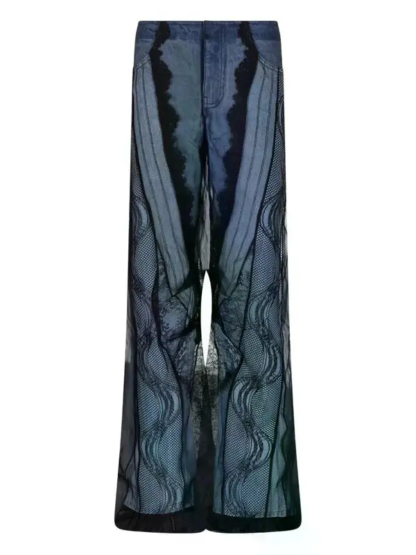 Christopher Esber Sheer-overlay Wide-leg Jeans