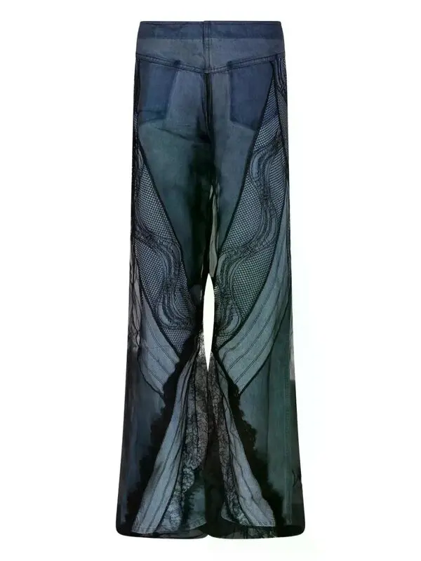Christopher Esber Sheer-overlay Wide-leg Jeans