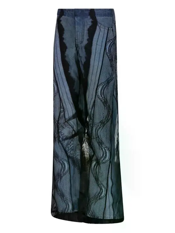 Christopher Esber Sheer-overlay Wide-leg Jeans