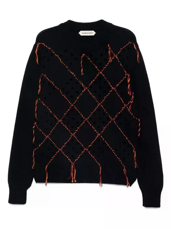NAMACHEKO Intarsia Quilt Crew-neck Jumper