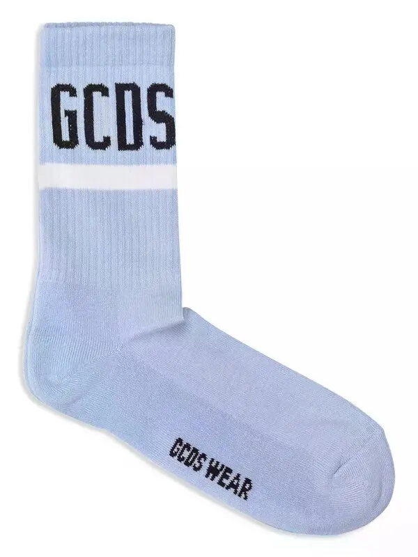 Gcds Intarsia-logo Socks - Blue