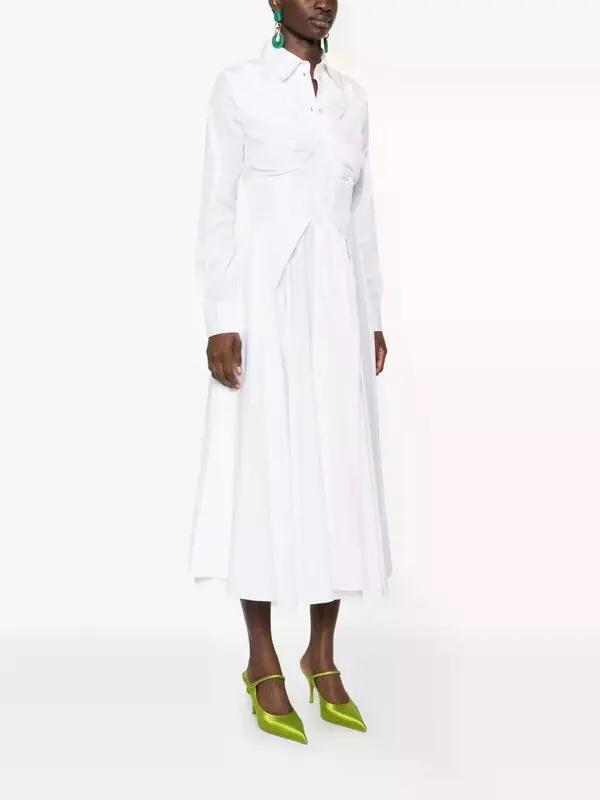 Viktor & Rolf Pleated Cotton Poplin Midi Shirt Dress