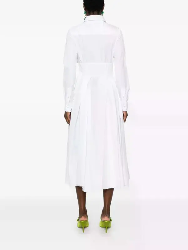 Viktor & Rolf Pleated Cotton Poplin Midi Shirt Dress