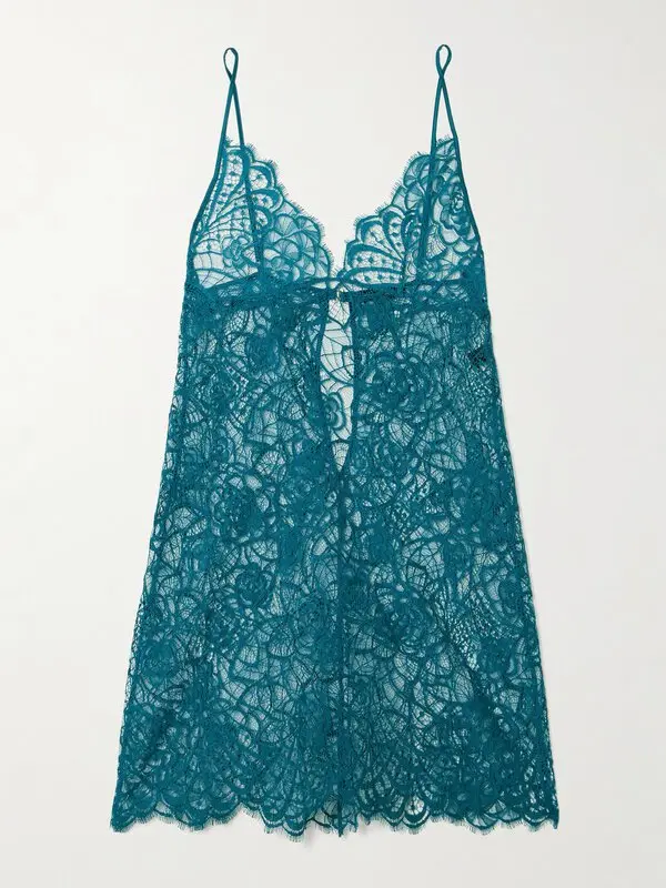 Kiki De Montparnasse Coquette Lace Chemise - Blue