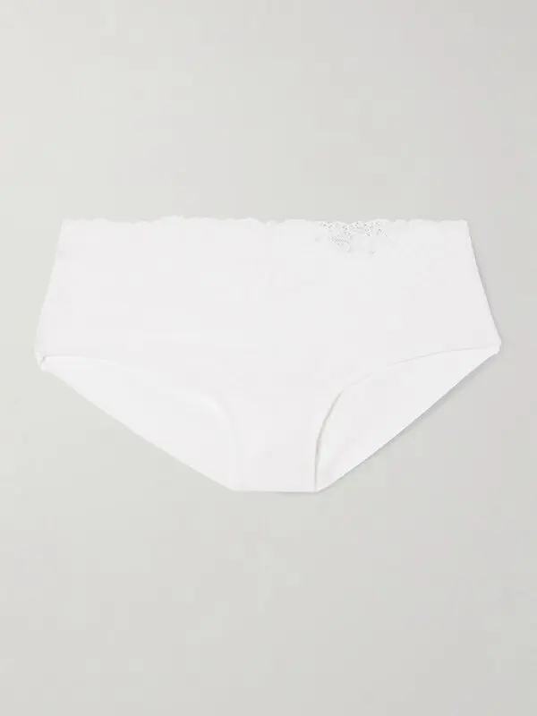 Commando Double Take Lace And Stretch-jersey Briefs - White