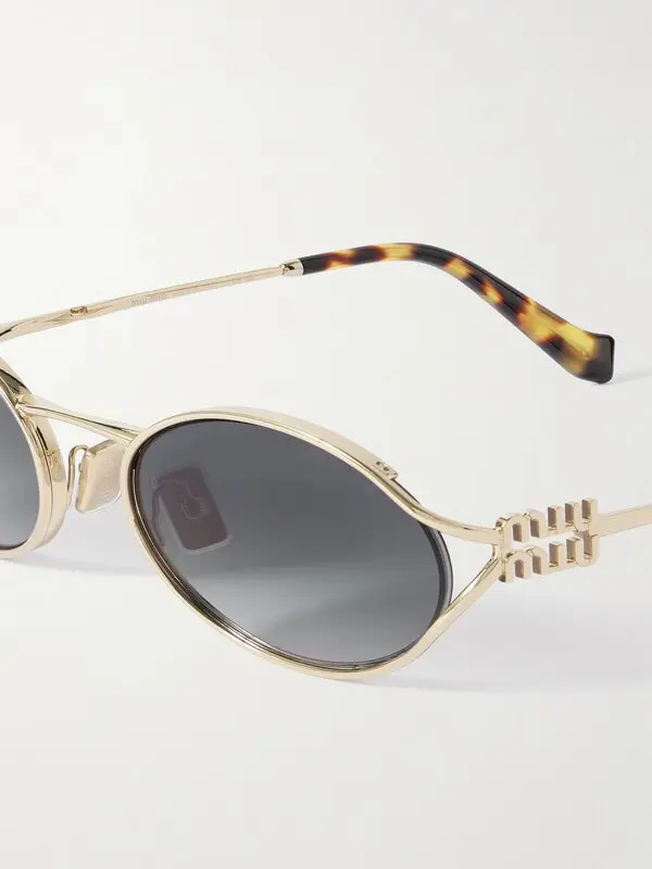Miu Miu Oval-frame Sunglasses - Gold